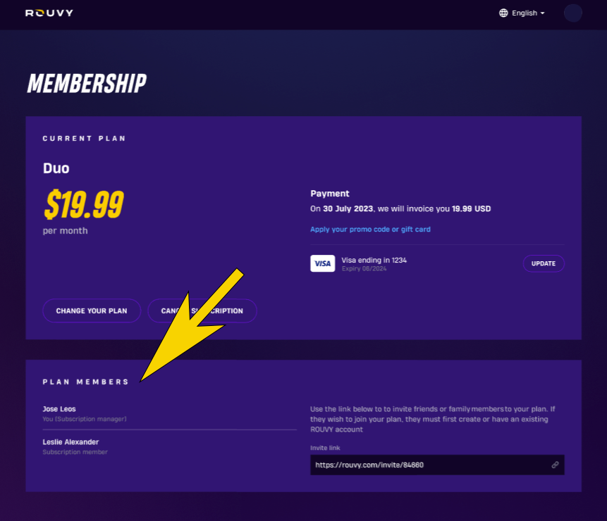 Gestión de miembros en el plan DUO y GRUPO – ROUVY - ES